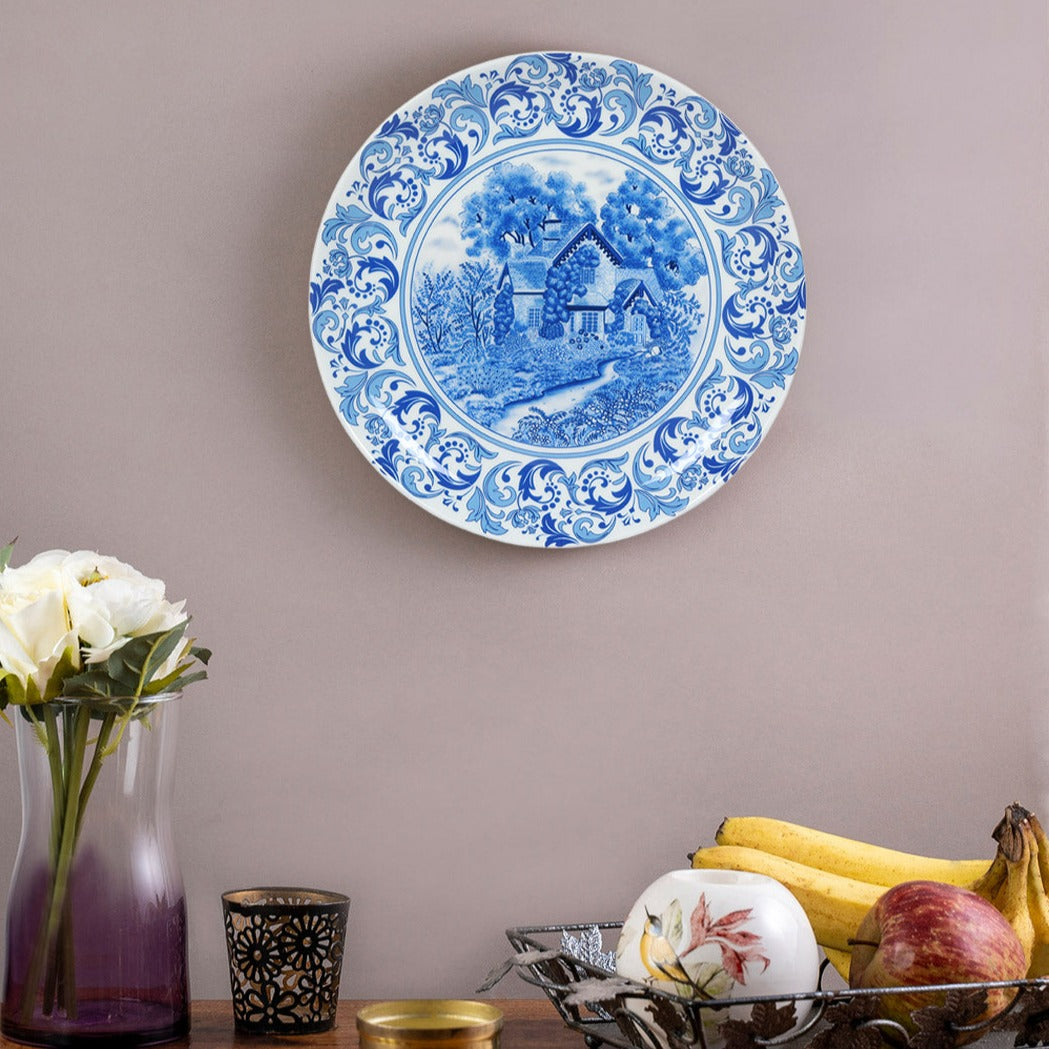 Decorative Wall Plate - Cottage Blue Pottery