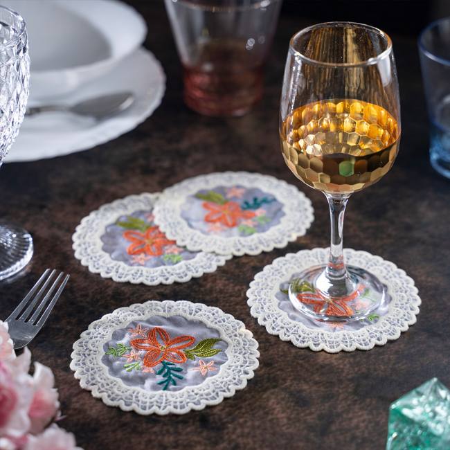 Embroidered Coaster - Floral