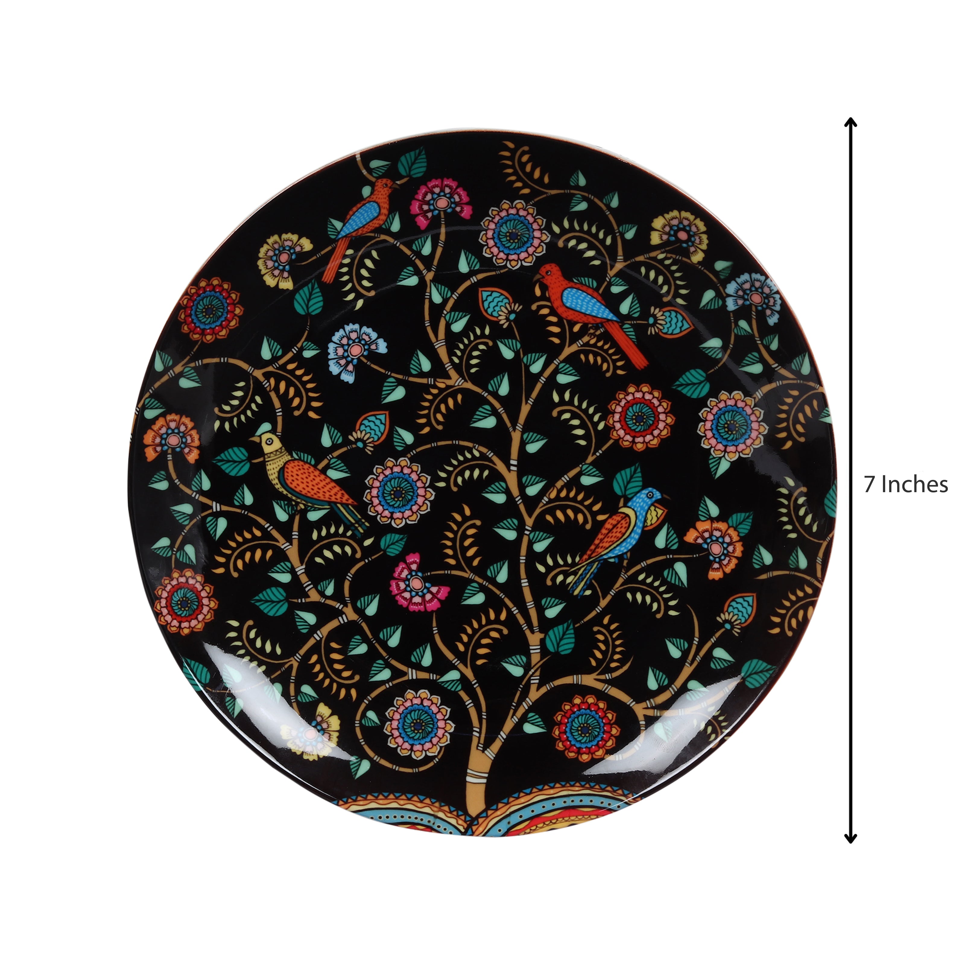 Decorative Wall Plates - Madhubani Art Black