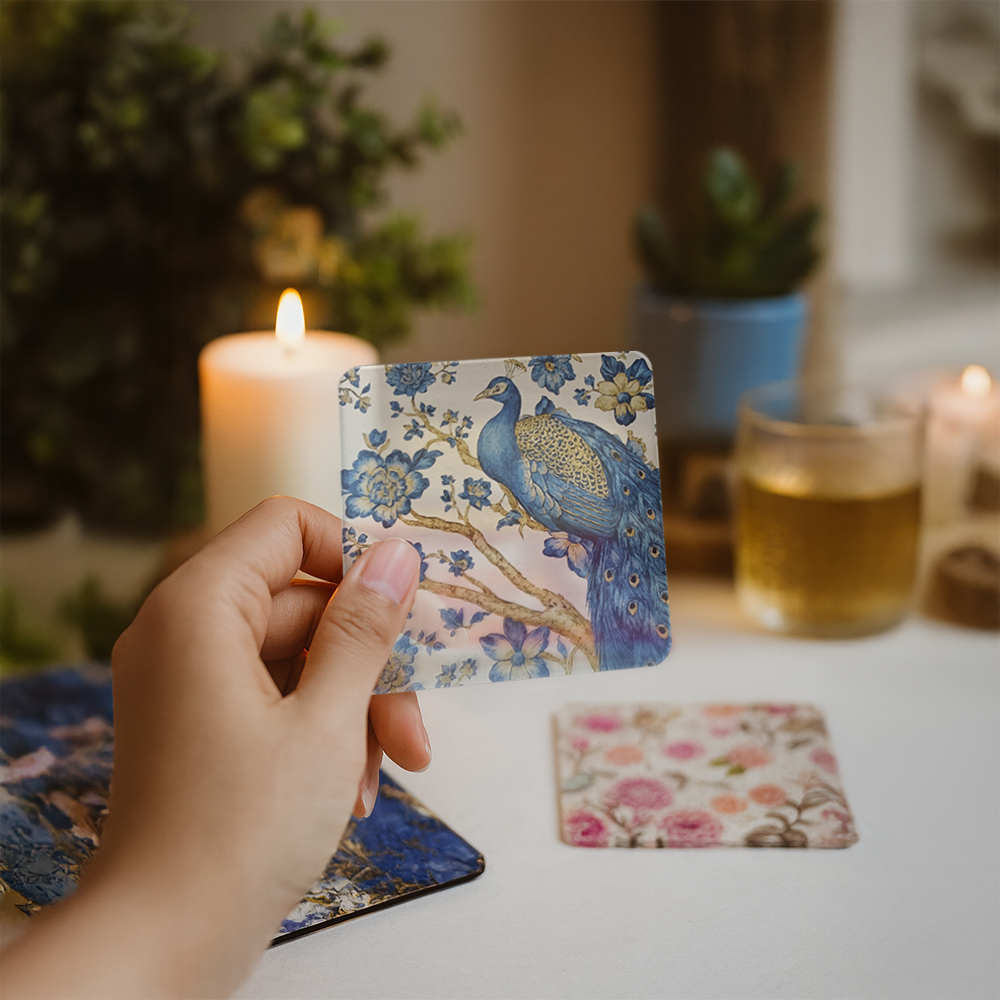 Acrylic transparent Coasters (Set of 2) - Royal Plumage Paradise